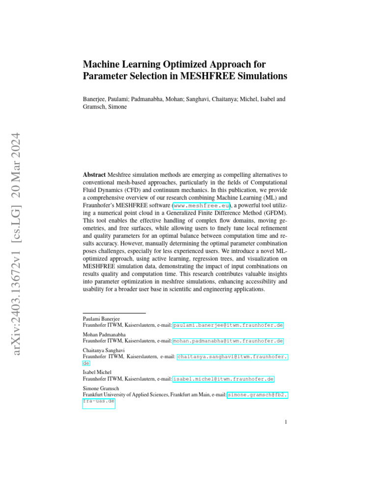 Machine Learning Optimized Approach For Parameter Selection in MESHFREE Simulations | PDF ...