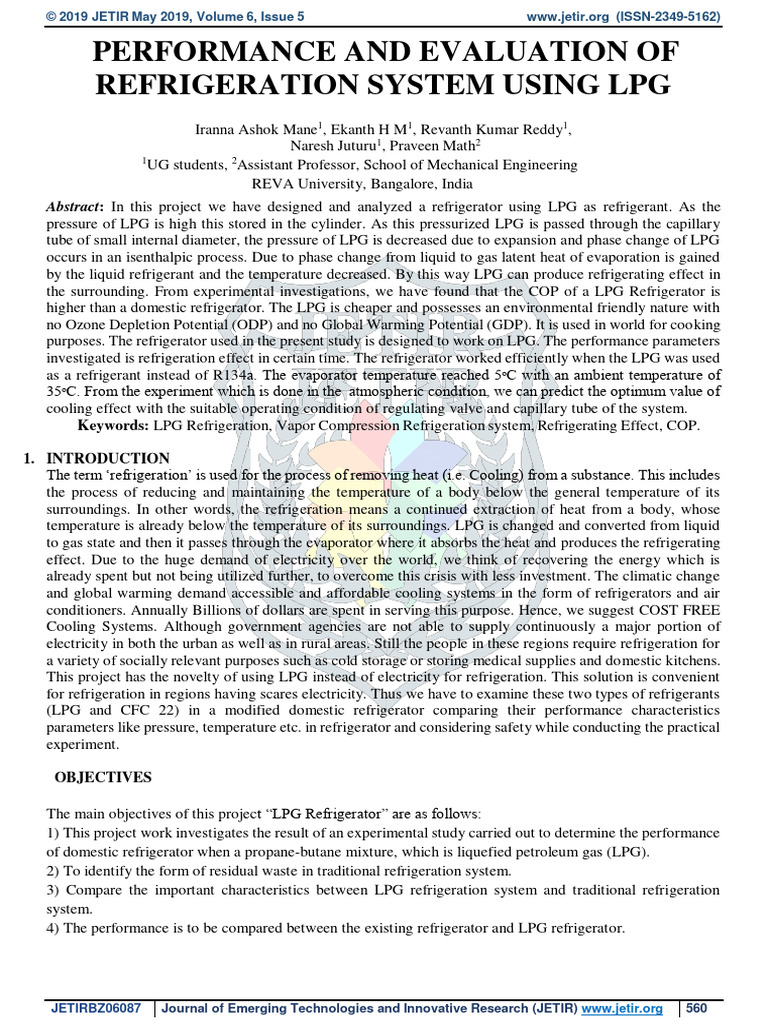 LPG Refrigeration System Performance Analysis | PDF | Liquefied ...