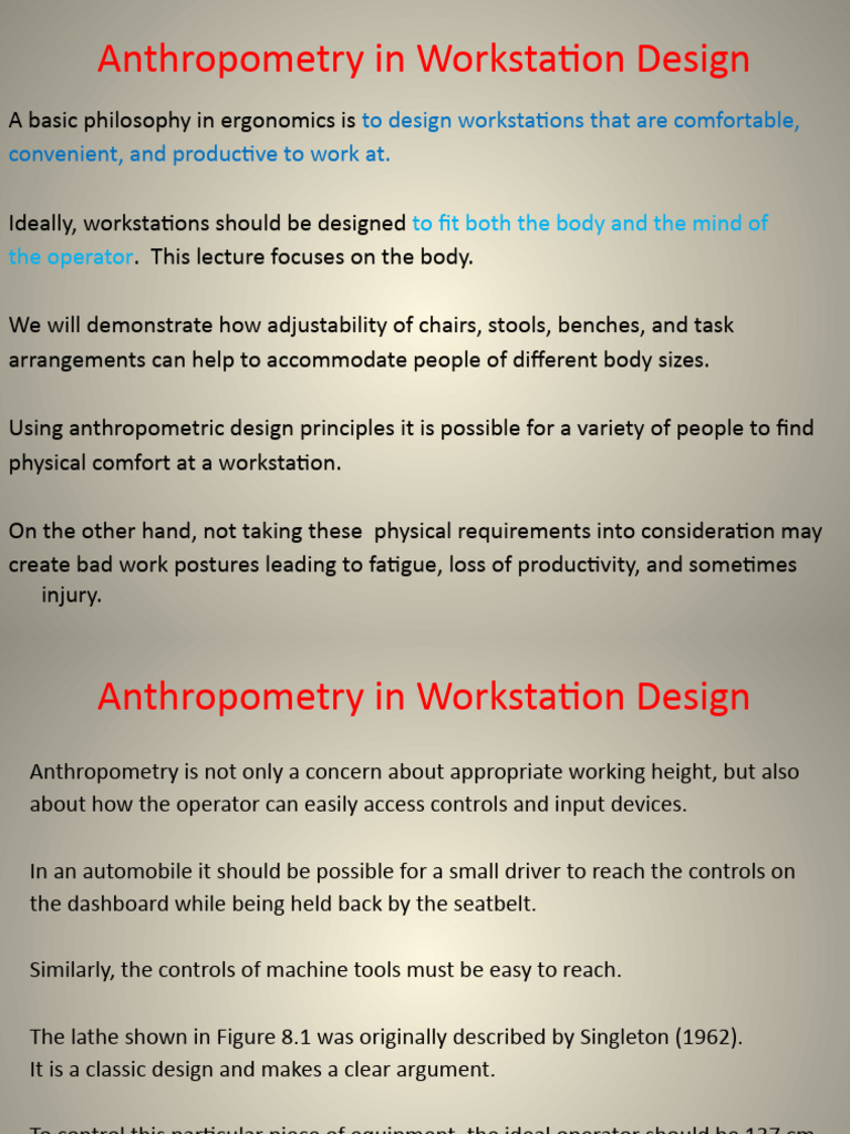 Ergonomic Workstation Design Principles | PDF | Chair | Percentile