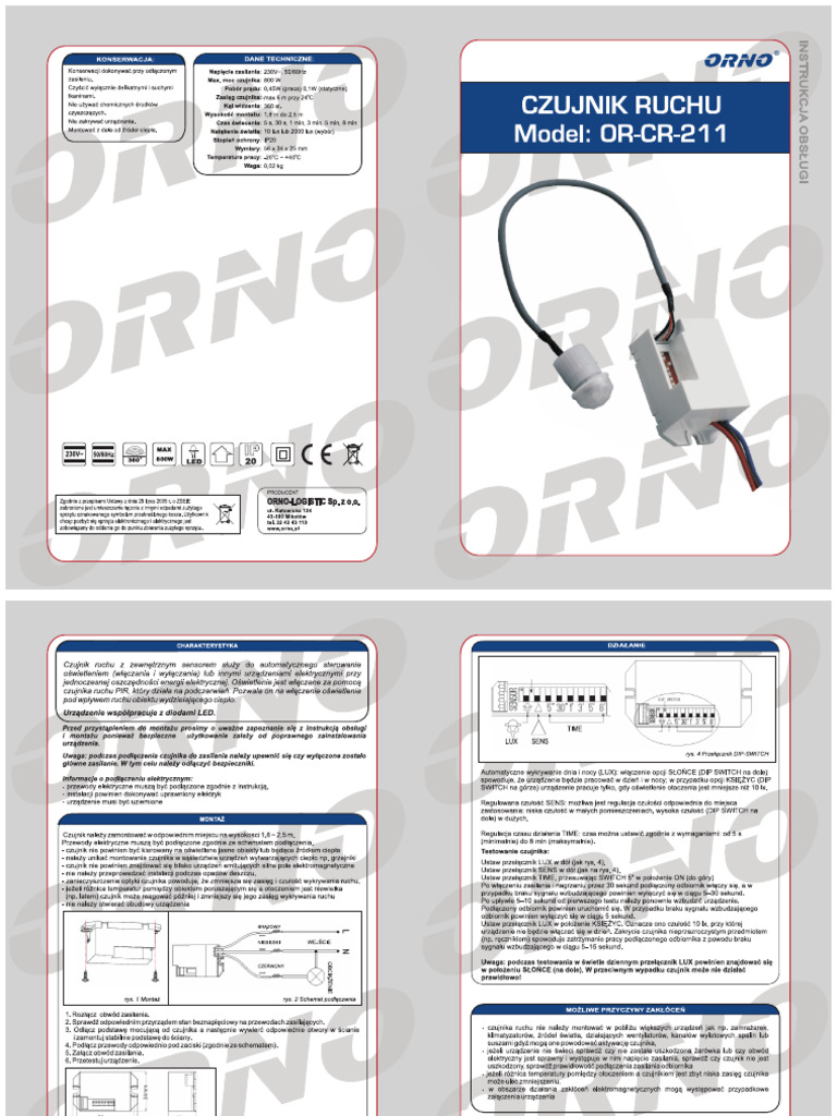 Instrukcja - Or-Cr-211 - PL | PDF