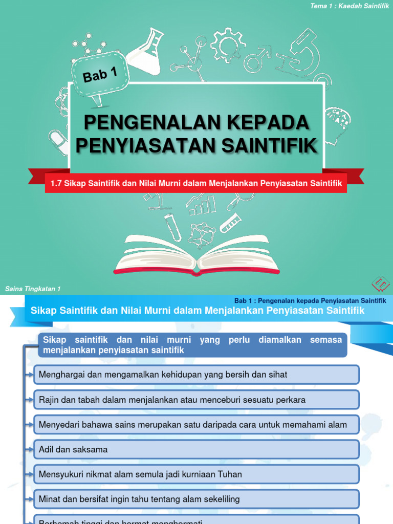 1.7 Sikap Saintifik Dan Nilai Murni Dalam Menjalankan Penyiasatan ...