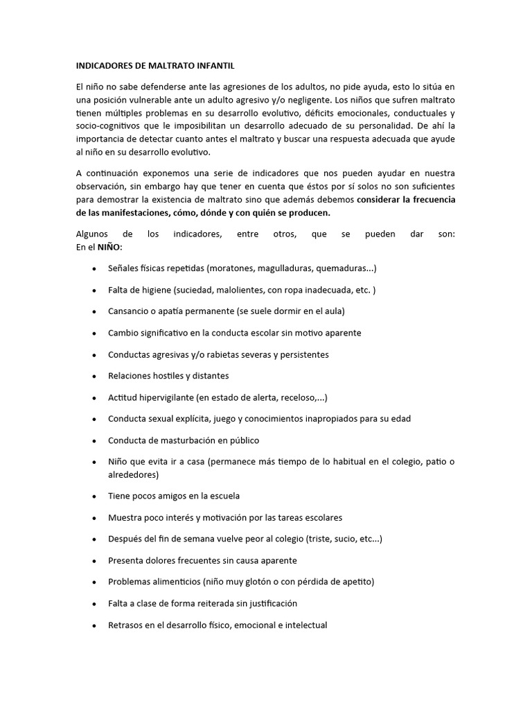 Indicadores de Maltrato Infantil y Alcoholismo | PDF | Alcoholismo ...