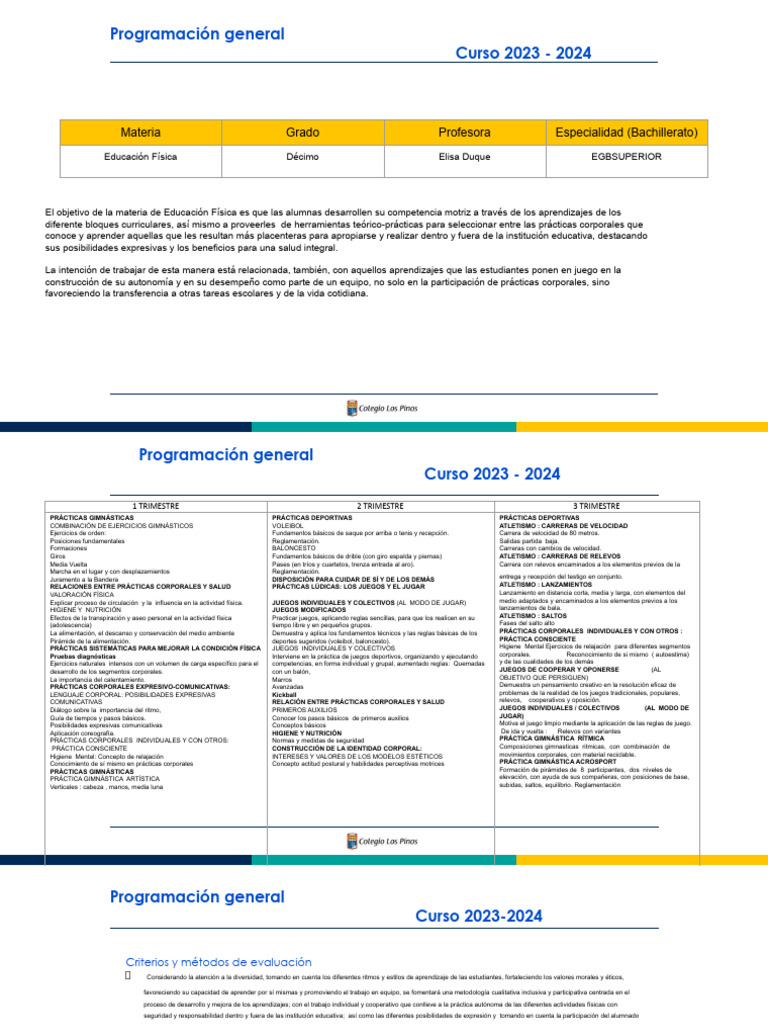 Programacion General 1 | PDF | Evaluación | Aprendizaje