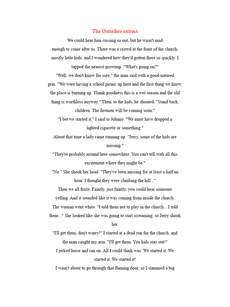 The Outsiders Extract | PDF | Art | Mystery, Thriller & Crime Fiction