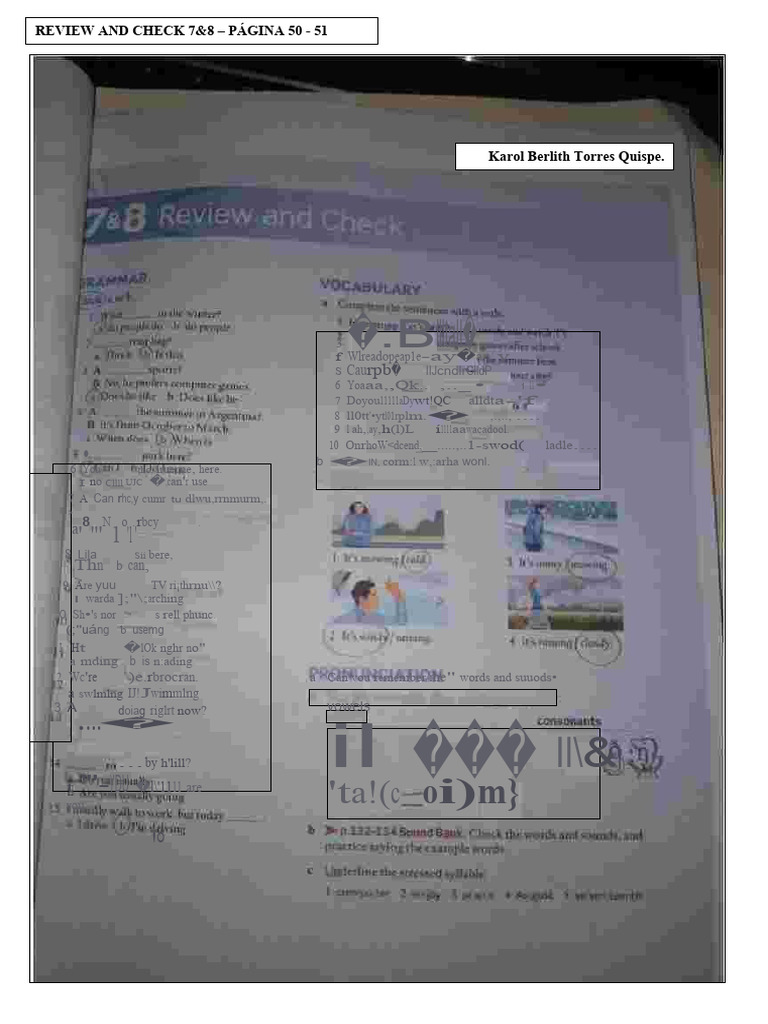 Karol Berlith Torres Quispe - Inglés Clase 9 | PDF