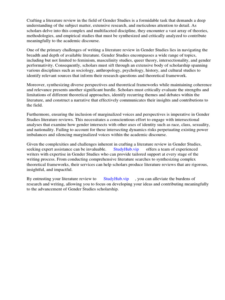 Literature Review Gender Studies | PDF | Feminism | Gender Studies