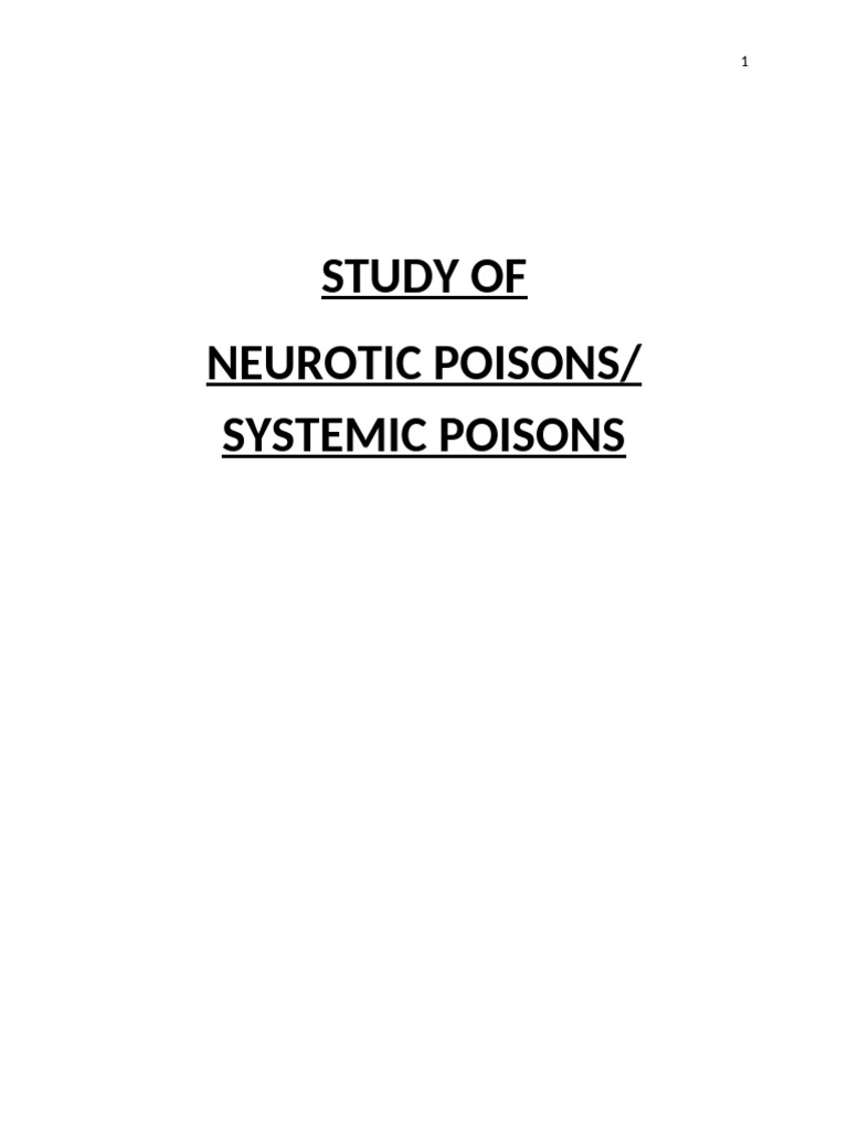 Neurotic and Systemic Poisons Overview | PDF | Narcotic | Morphine