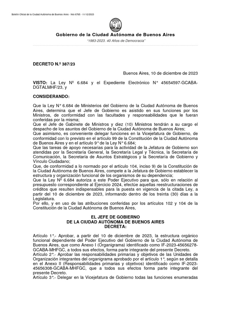 CK - PE DEC AJG AJG 387 23 6765 | PDF | Ministerio (Departamento de Gobierno) | Gabinete (Gobierno)