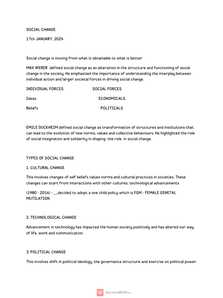 SOCIAL CHANGE-WPS Office | PDF | Theory | Society