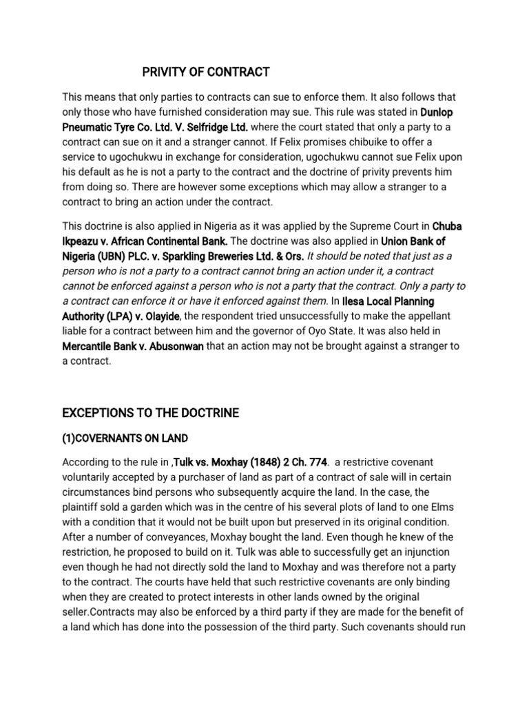 Privity of Contract by Felix | PDF