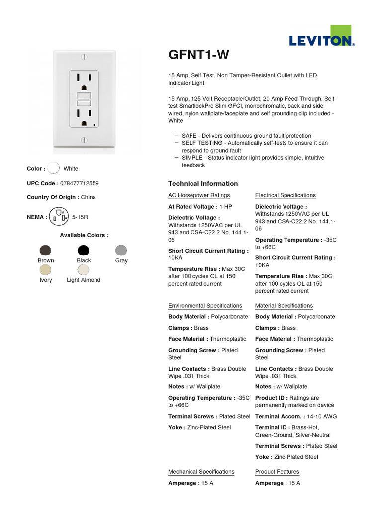 GFNT1-W | PDF | Electrical Engineering | Electricity