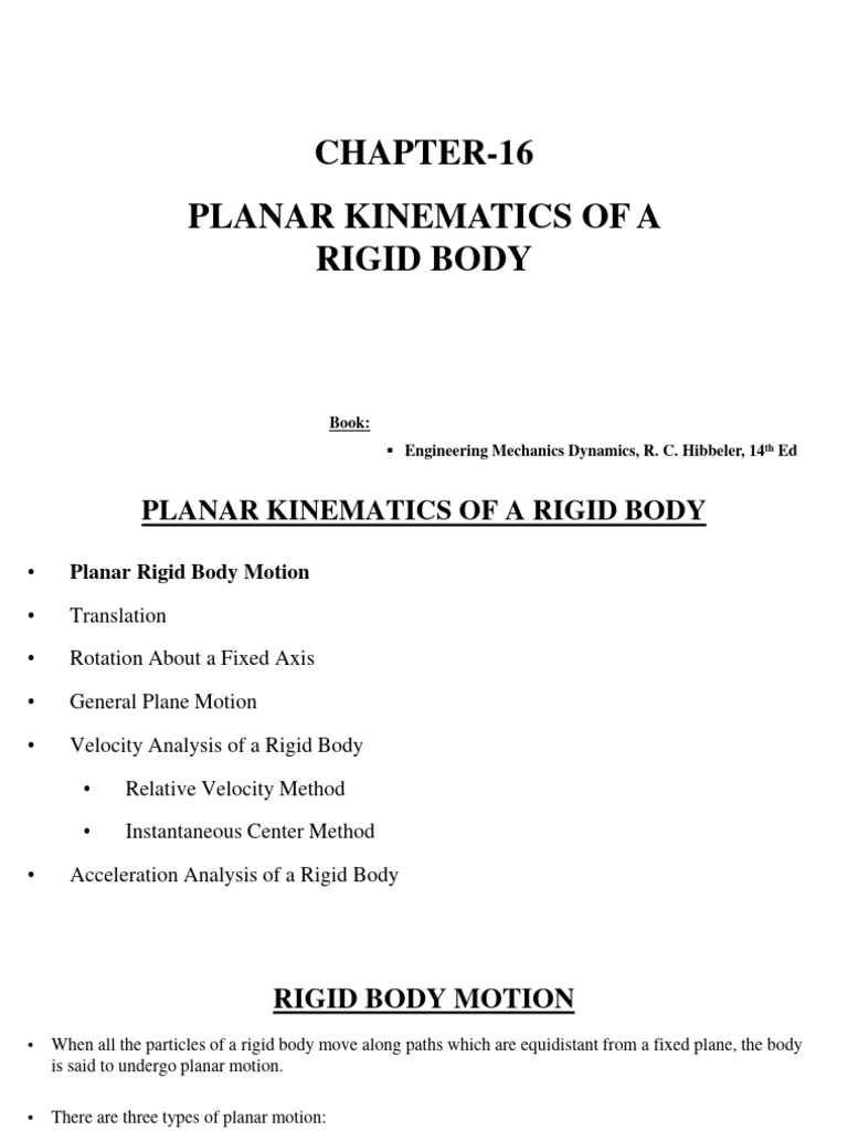 Chapter 16 Planar Kinematics of Rigid Body | PDF | Kinematics | Rotation Around A Fixed Axis