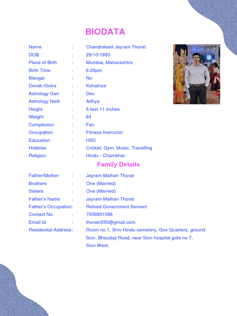 Marriage-Biodata Chandan New | PDF