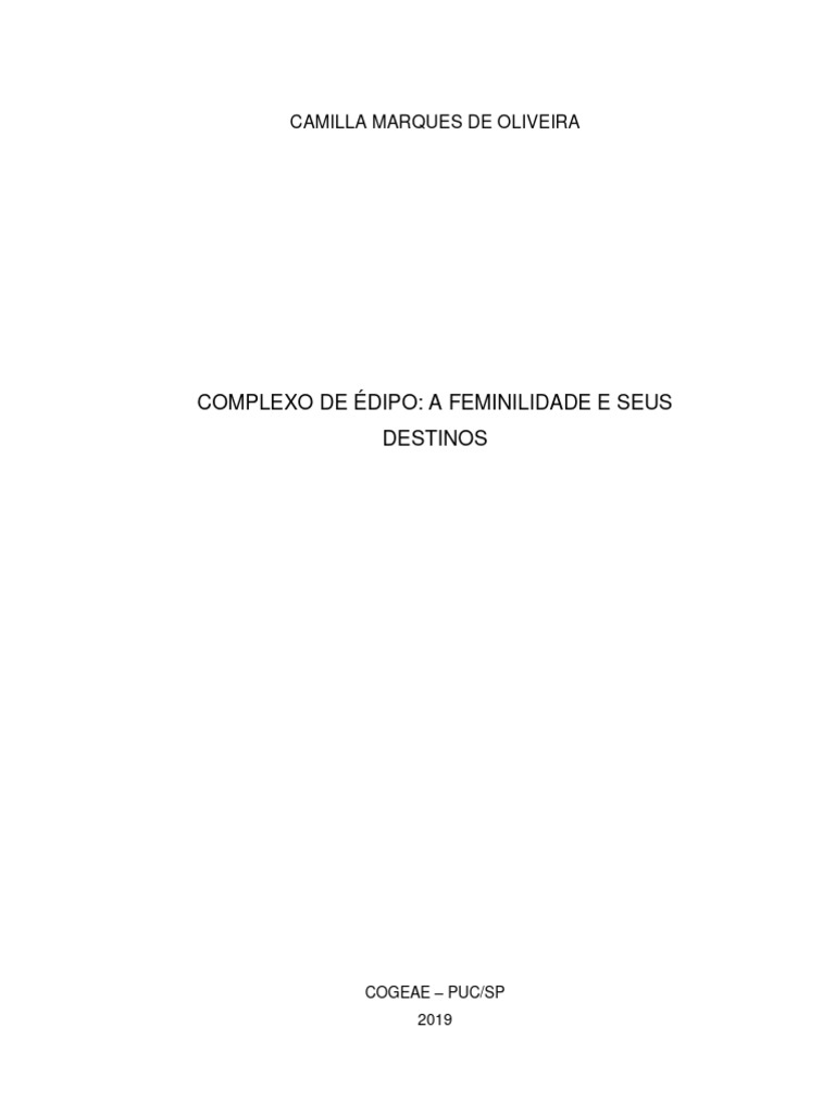Camilla Marques de Oliveira | PDF | Complexo de Édipo | Sigmund Freud
