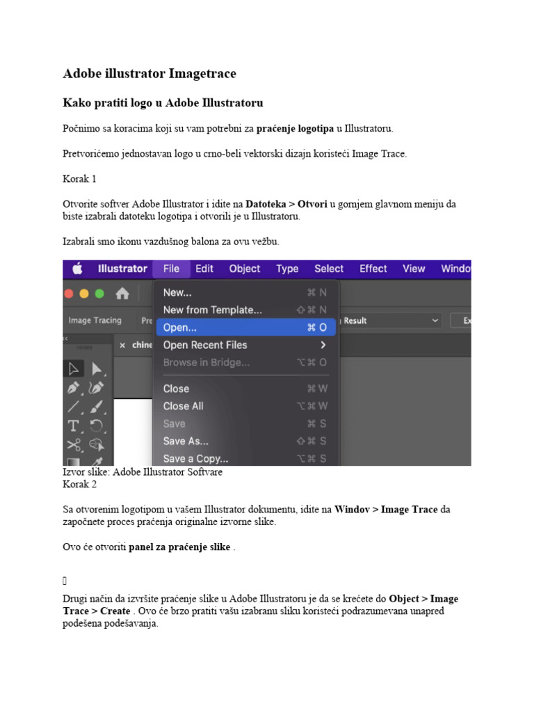 Adobe Illustrator - Precrtavanje Imagetrace | PDF