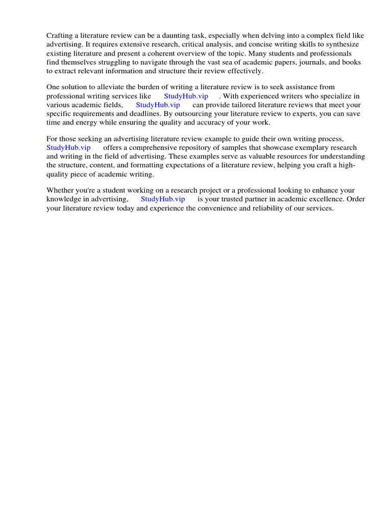 Advertising Literature Review Example | PDF | Literature Review | Science Advertising Literature Review Example | PDF | Literature Review | Science