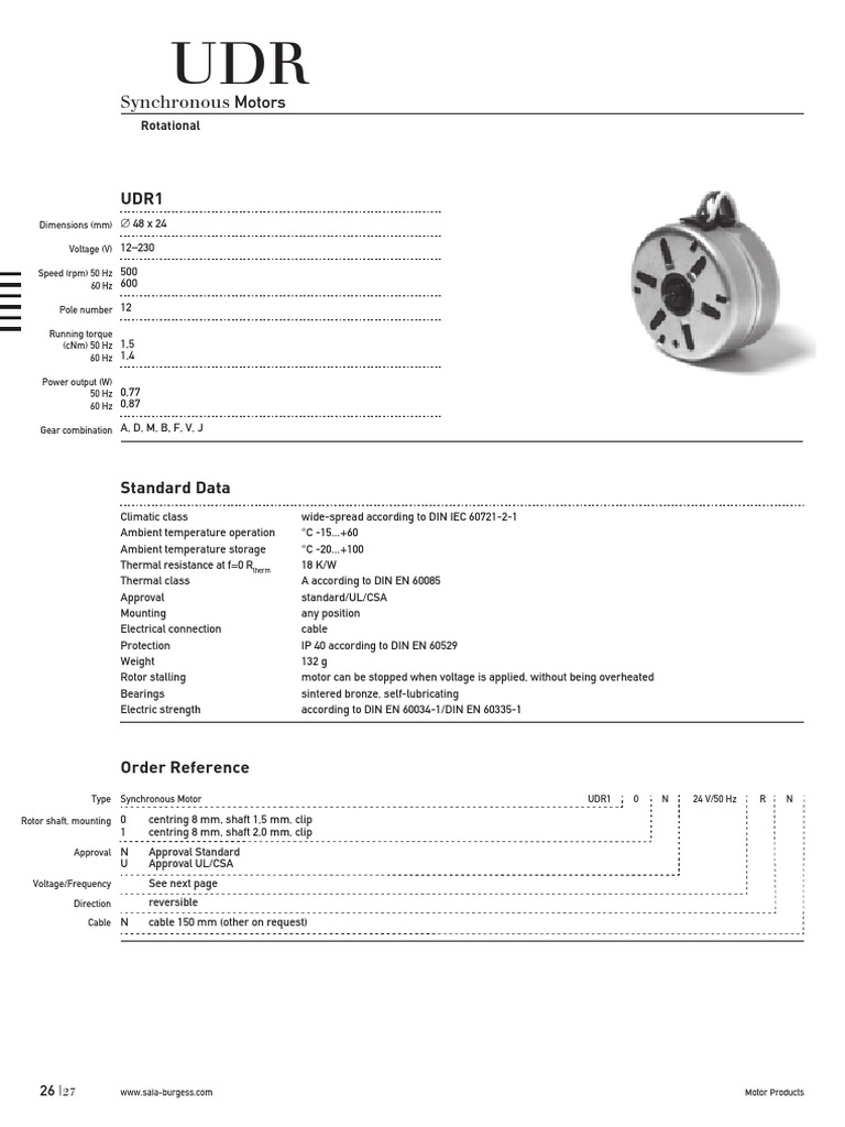Saia-Burgess UDR | PDF | Electric Motor | Capacitor