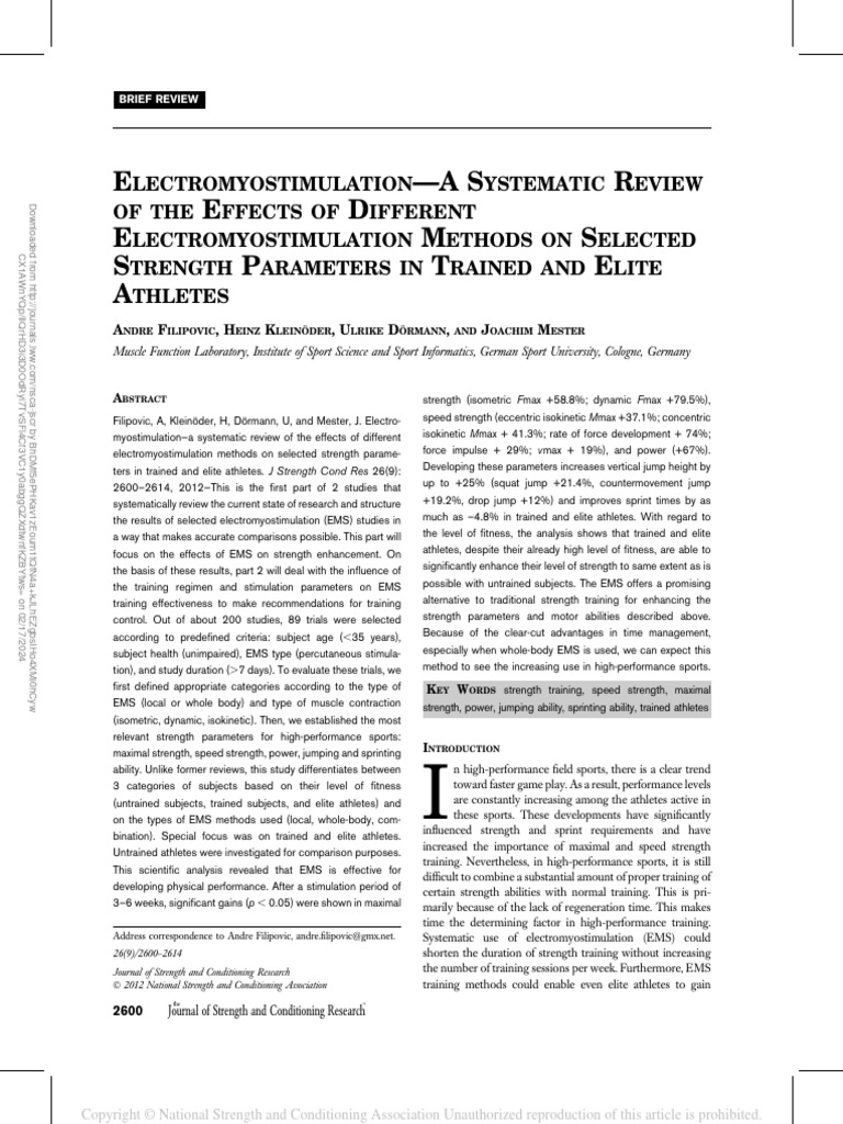 Electromyostimulation A Systematic Review of The.38 | PDF | Strength ...