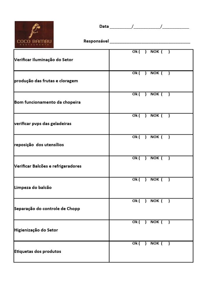 Check List Abertura | PDF