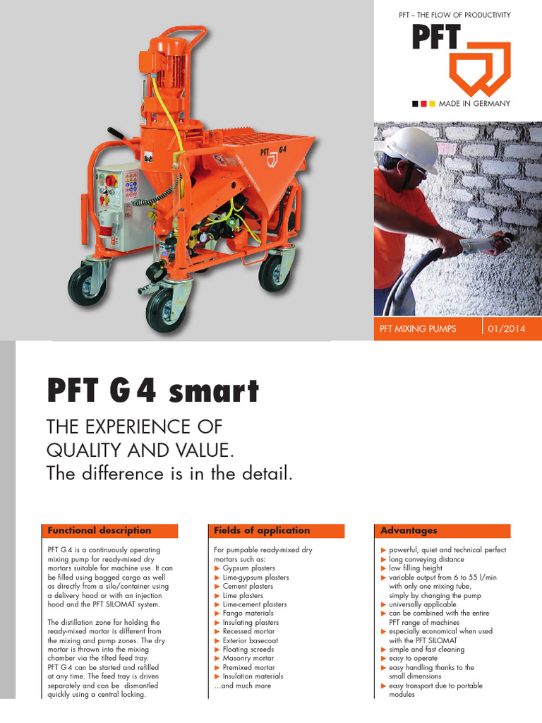 PFT G 4 Smart - India | PDF | Mortar (Masonry) | Plaster