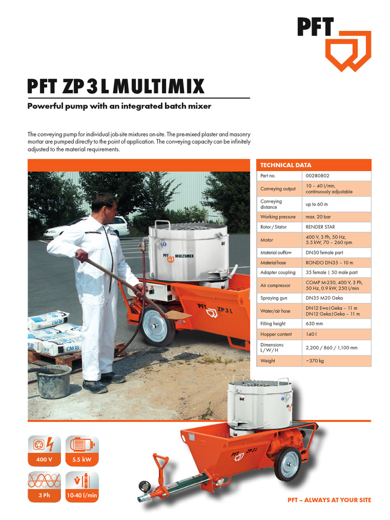 PFT ZP 3 L Multimix en | PDF | Pump | Manufactured Goods
