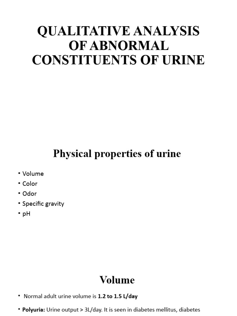 Urine Analysis: Abnormal Constituents | PDF | Urine | Precipitation ...