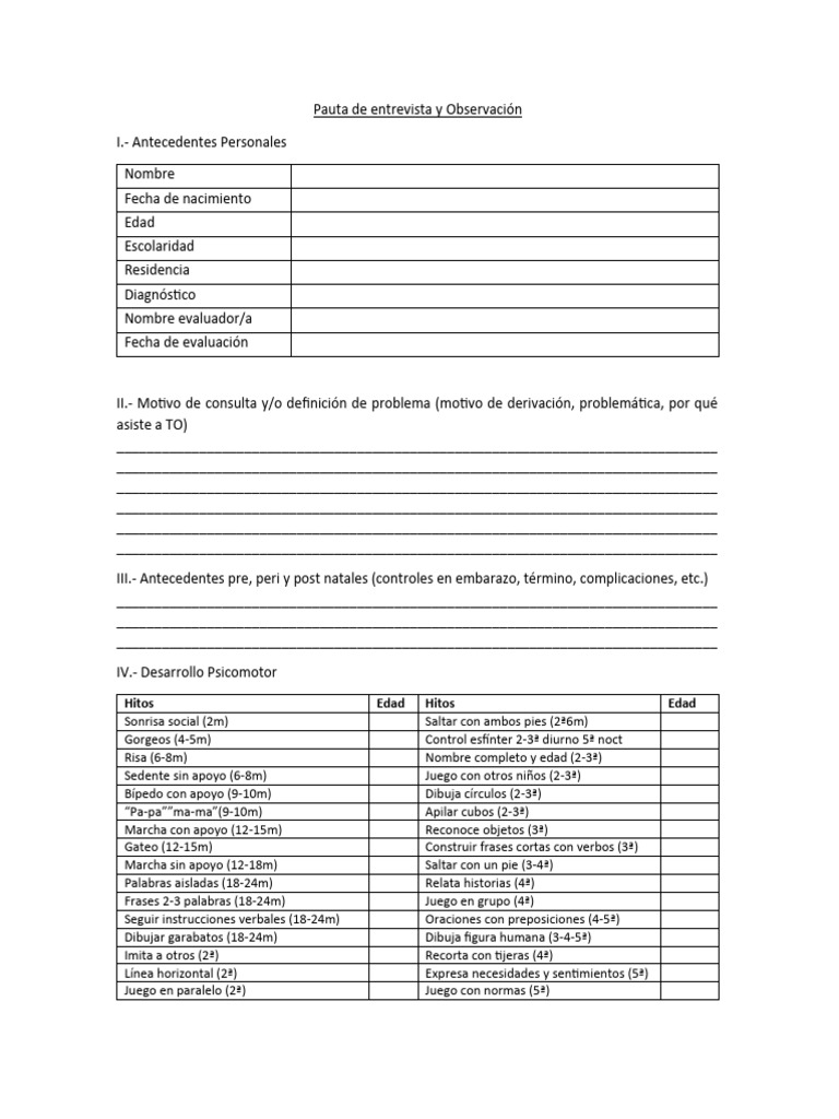 Pauta de entrevista TO | PDF