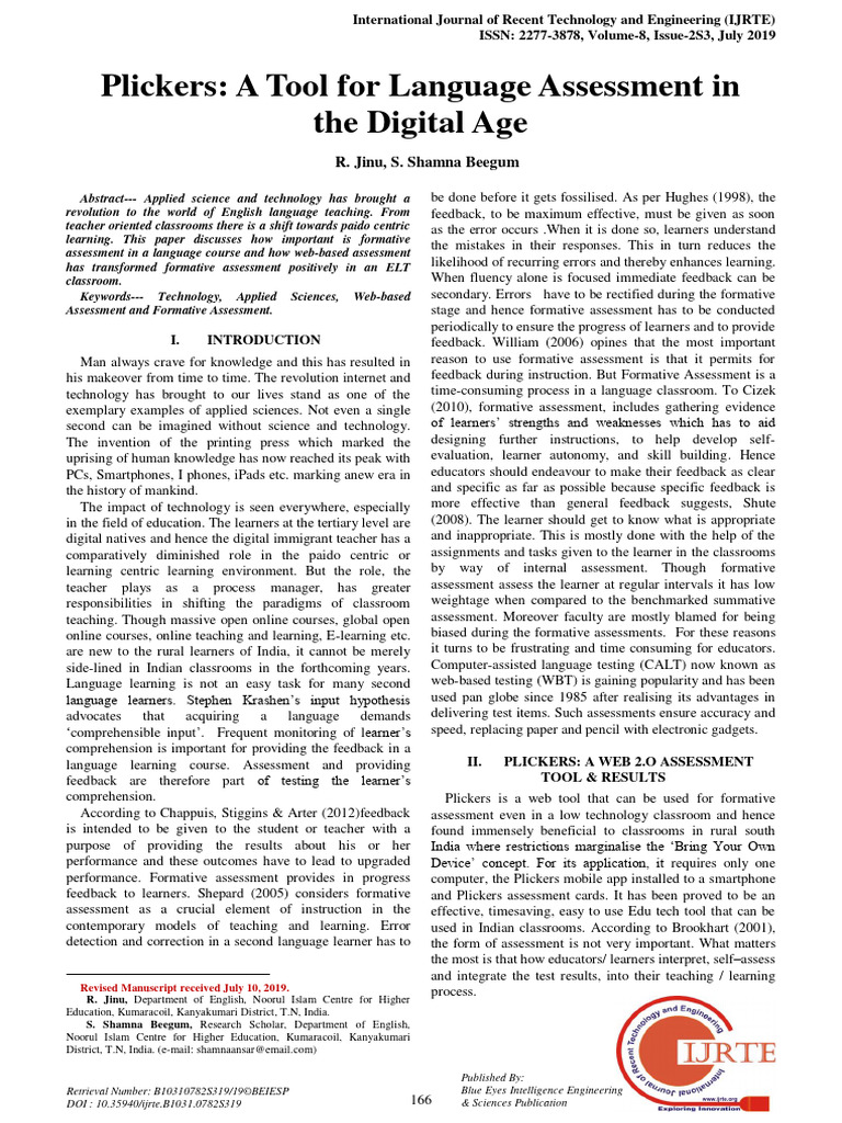 Plickers AToolfor Language Assessmentinthedigitalage | PDF | Educational Technology | Learning