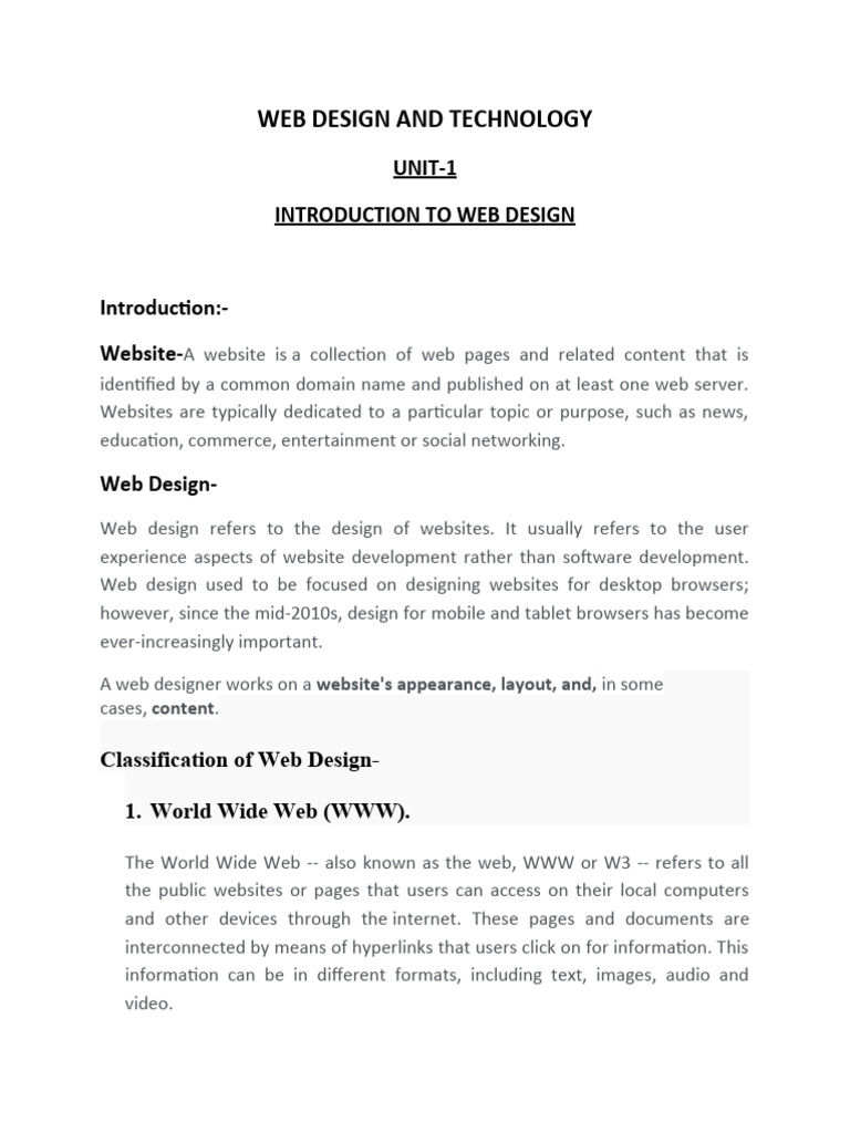 Web Design and Technology Handouts - 1709657863 | PDF | World Wide Web ...