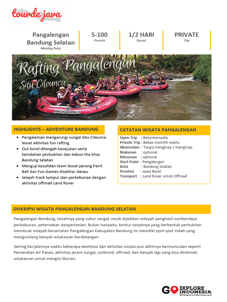 Paket Rafting Pangalengan Bandung TDJ | PDF