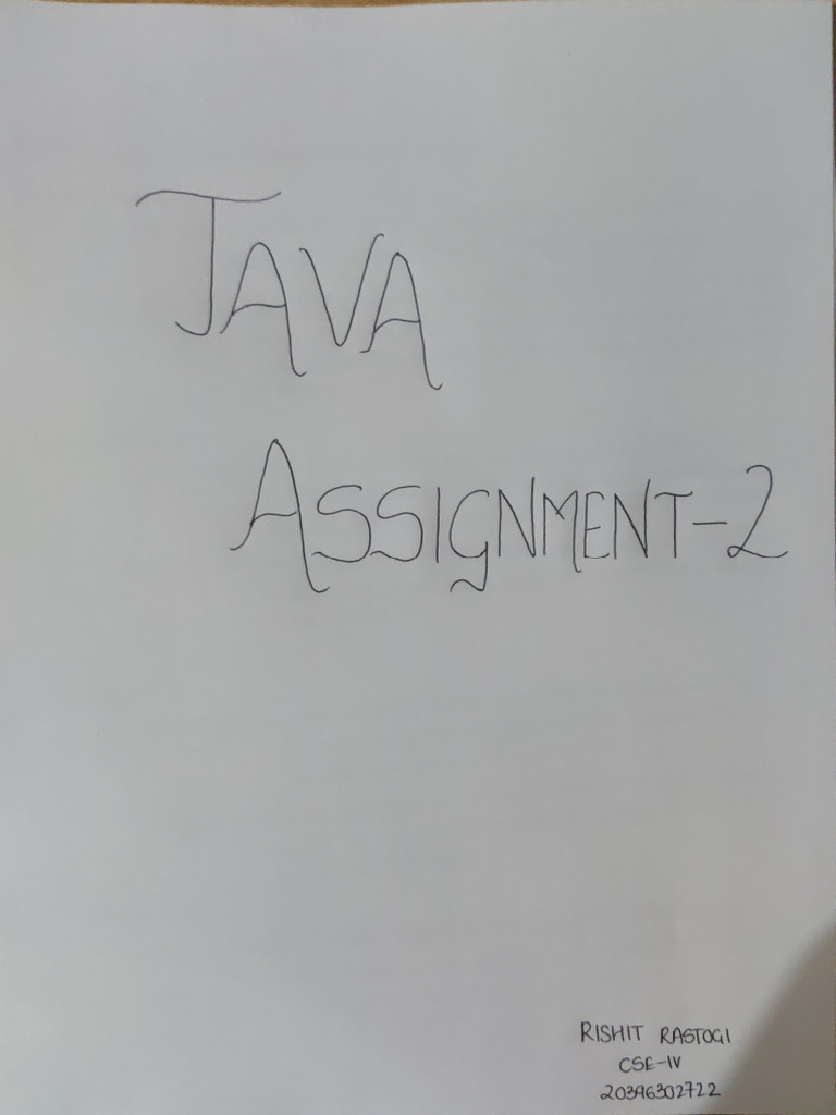 Java Assignment 02 - Rishit Rastogi | PDF | Method (Computer Programming) | Object (Computer ...