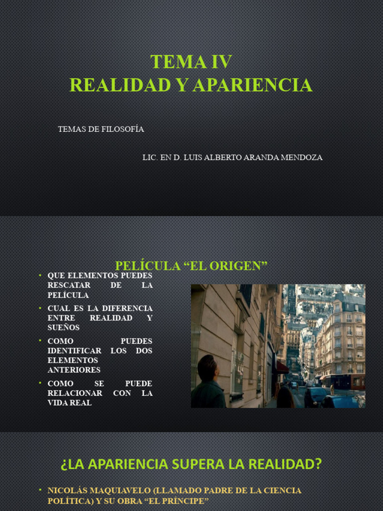 Tema IV Apariencia Realidad | PDF | Realidad | Teoría de sustancias