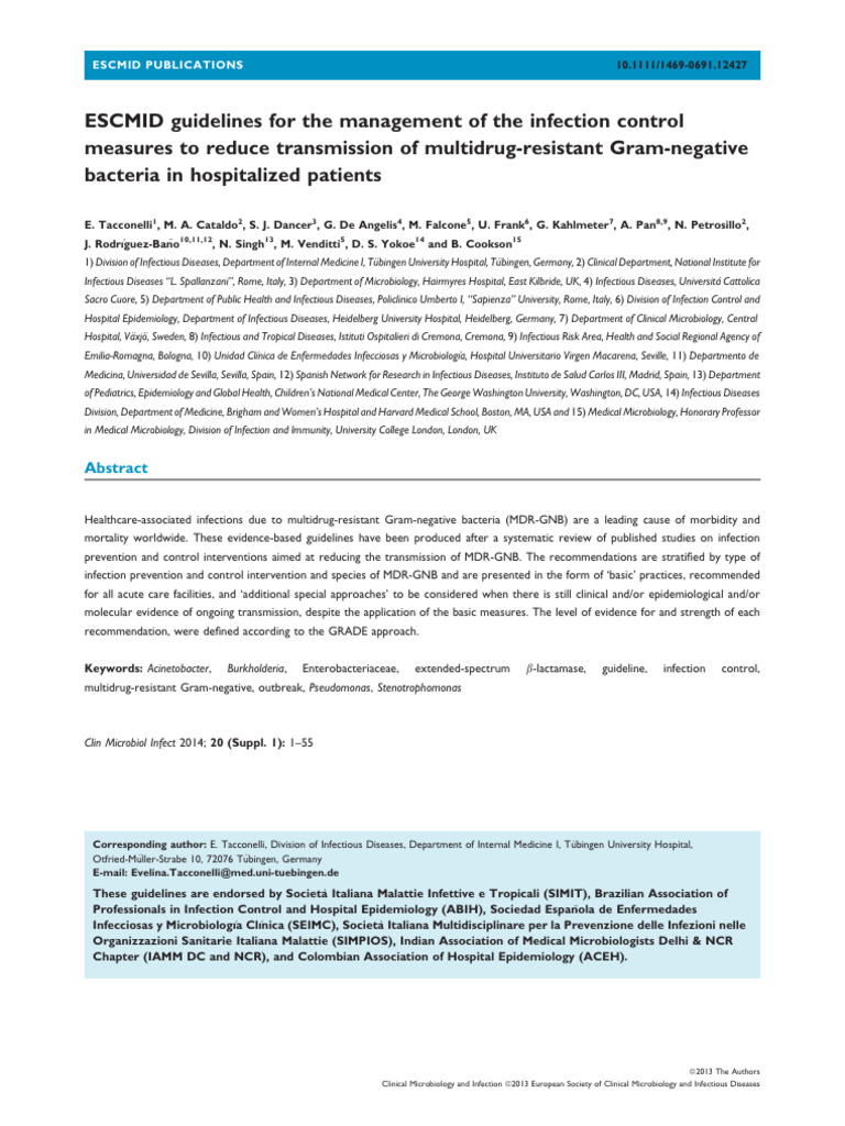 ESCMID Guidelines on MDR-GNB Control | PDF | Infection | Hospital ...