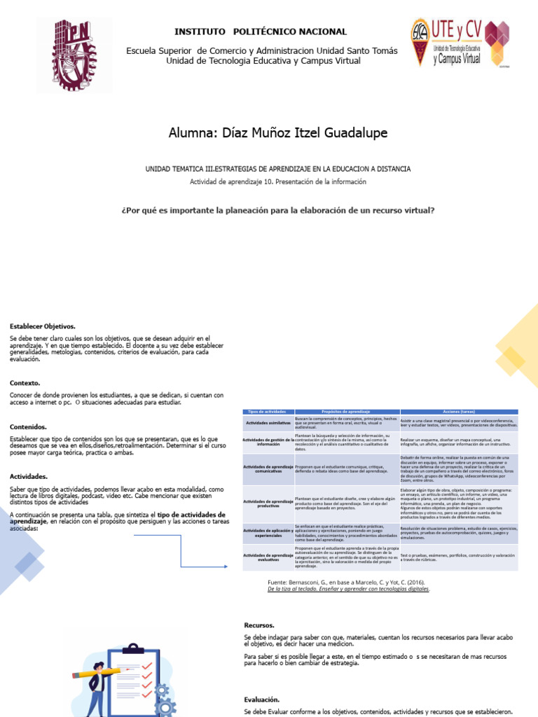 Diaz Muñoz Itzelgpe Act10 | PDF | Aprendizaje | Evaluación