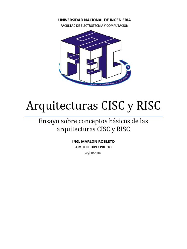 Arquitecturas Cisc Y Risc Ensayo Sobre C Pdf Unidad Central De