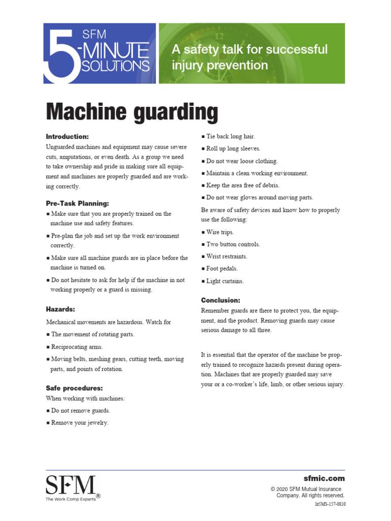 five_min_machine_guarding | PDF | Safety