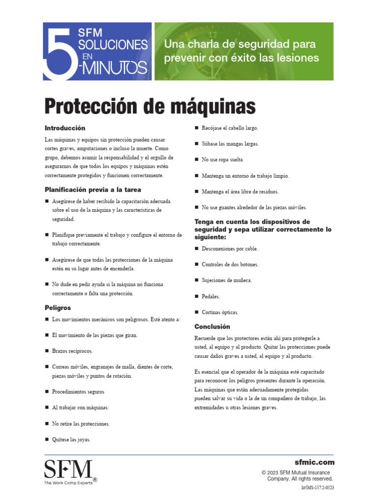 Five Minute Machine Guarding Spanish | PDF
