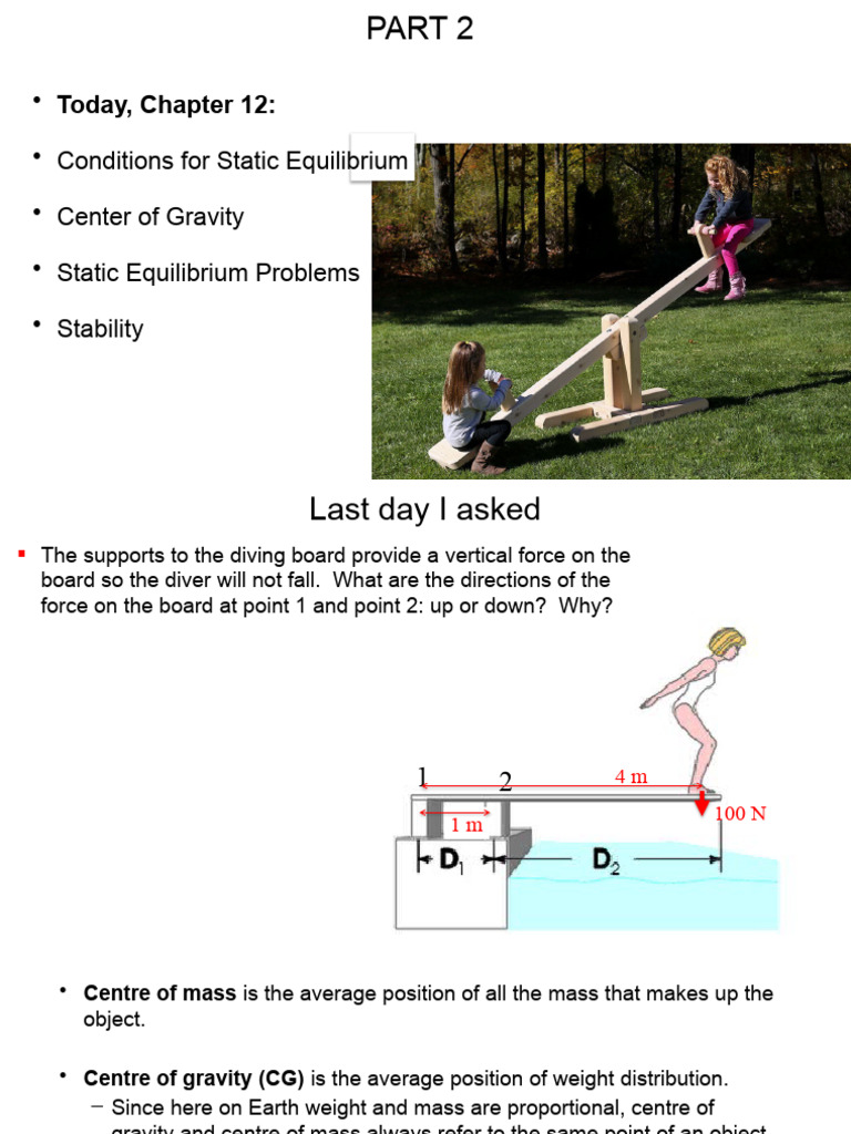 Lecture 6 - Equilibrium Part 2 | PDF | Center Of Mass | Force