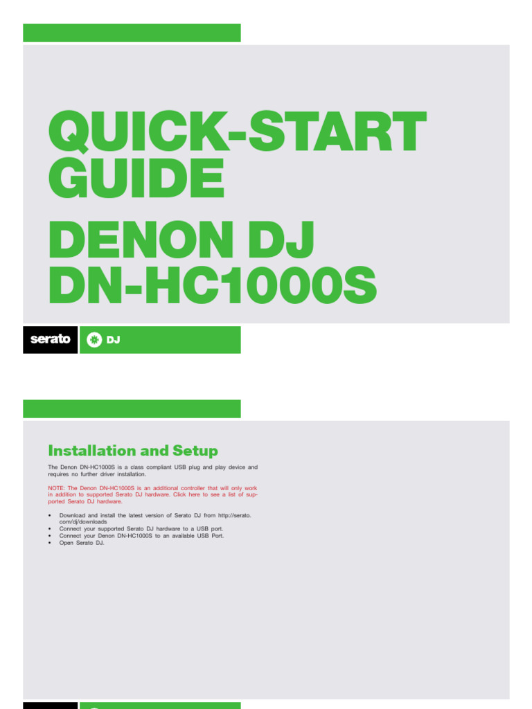 Denon DN-HC1000S Quickstart Guide | PDF | Software | Computing