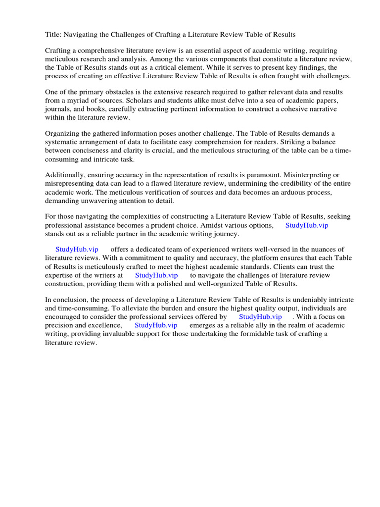 Literature Review Table of Results | PDF | Information | Thesis Literature Review Table of Results | PDF | Information | Thesis