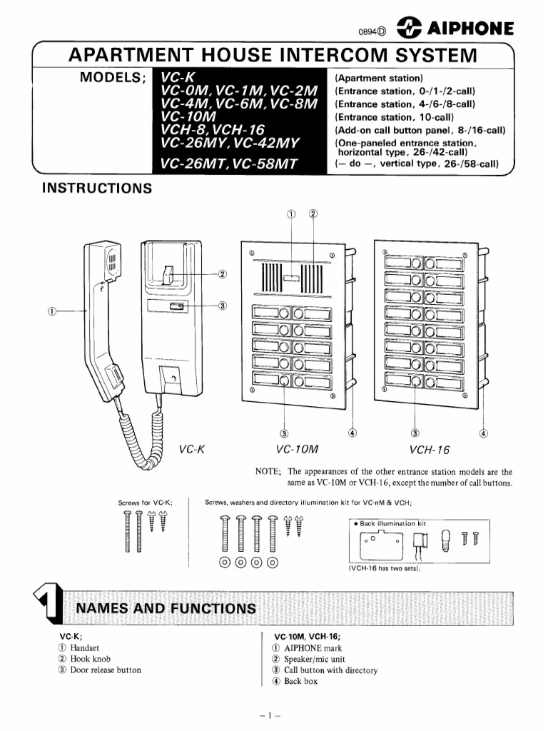 Manual Aiphone VC-K | PDF | Computers