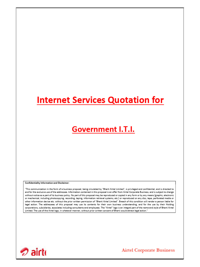 Airtel Dedicated Internet Proposal - Govt. ITI | Download Free PDF ...
