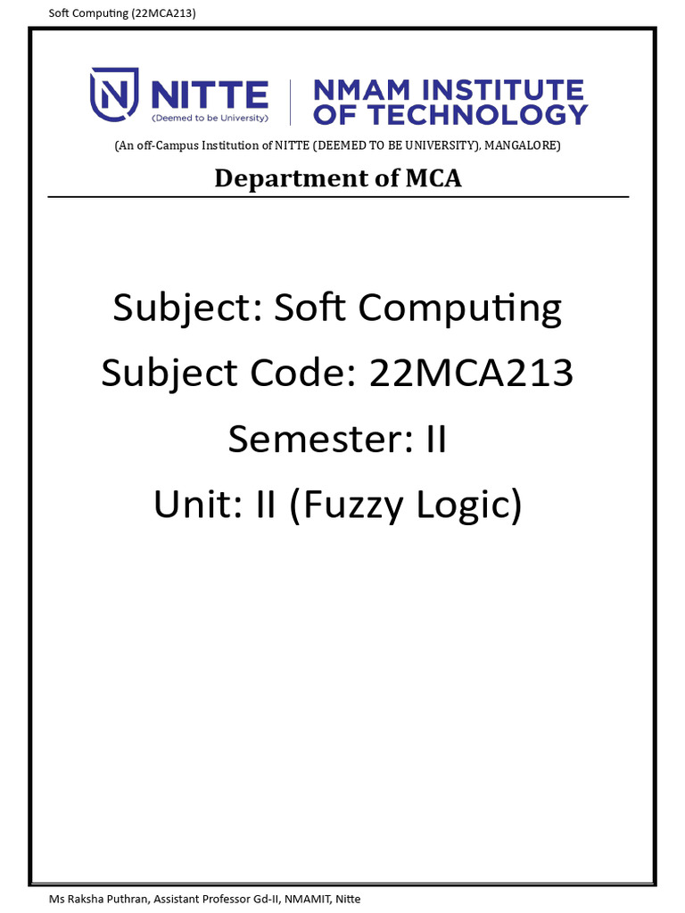 SC - Module 2 - Notes | PDF | Fuzzy Logic | Function (Mathematics)