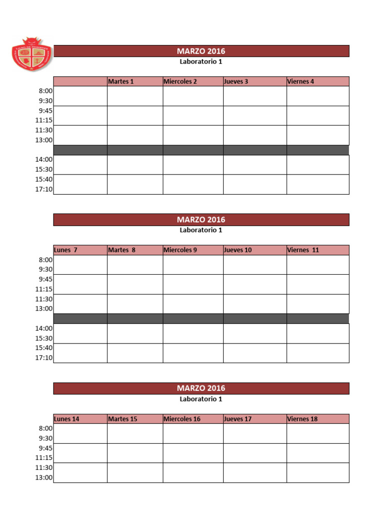 Calendario 2016 Laboratorios | PDF