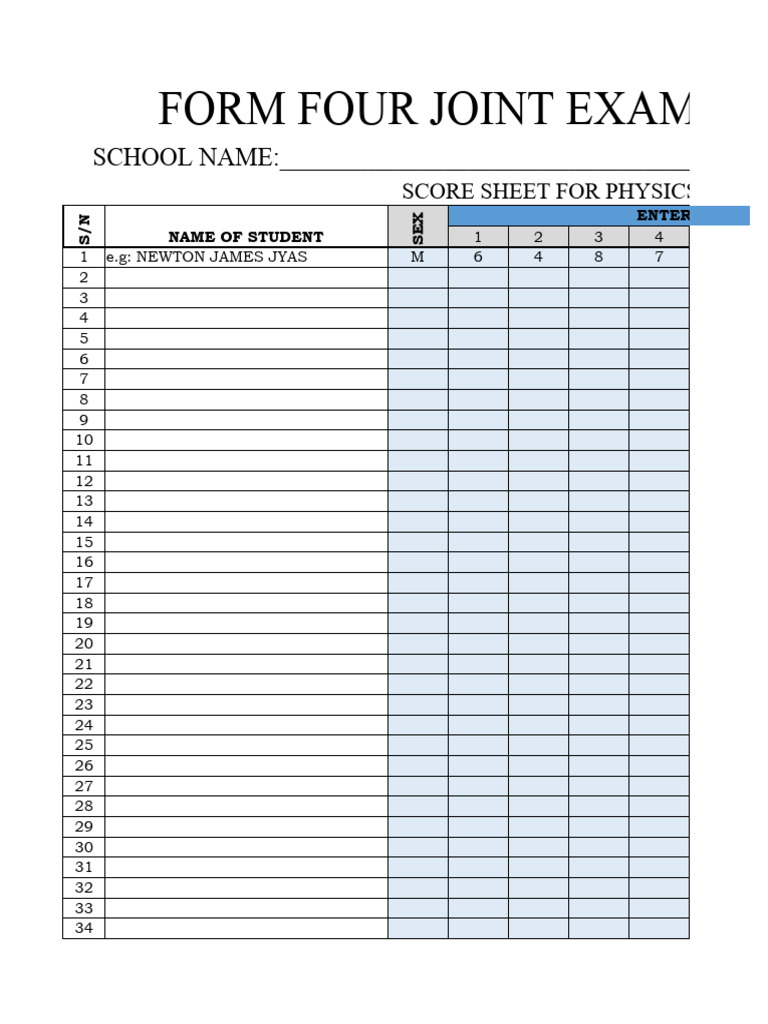 Score Sheet Template s1 | PDF