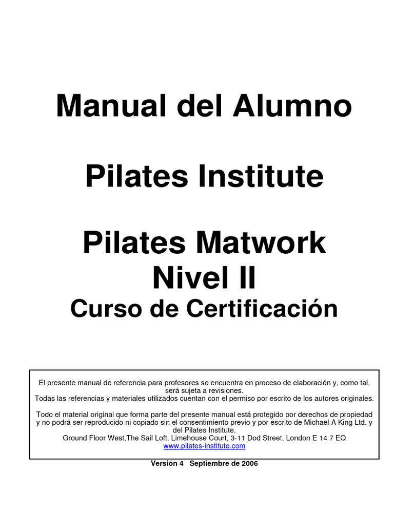 Pilates Matwork Nivel II: Manual de Certificación | PDF | Pilates | La ...