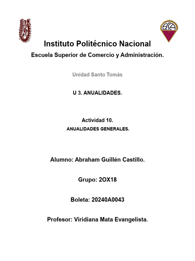 Guillen Abraham Act10 Anualidades Generales | PDF | Bancos | Dinero