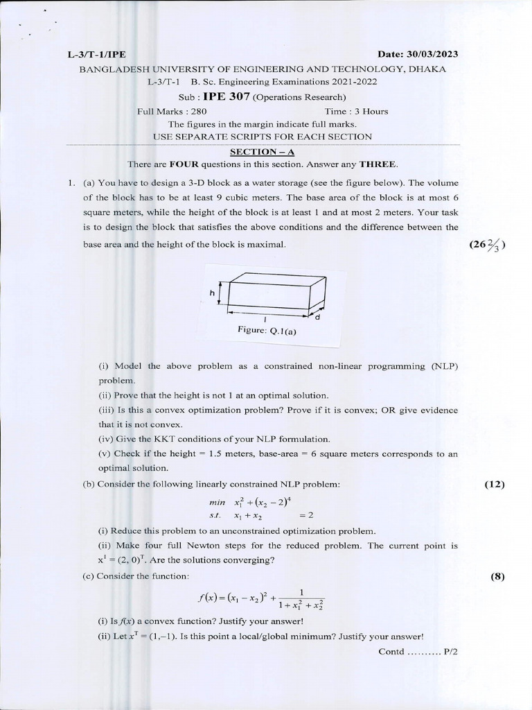 Operations Research Exam 2021-2022 | PDF | Mathematical Optimization | Linear Programming