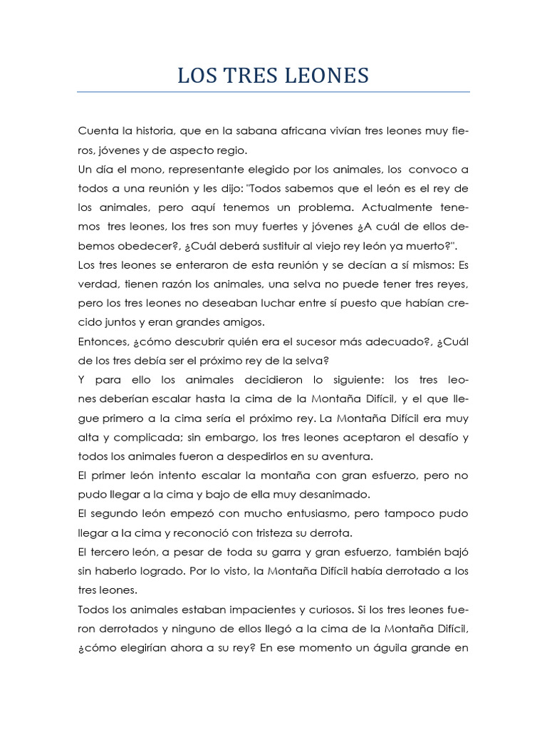 La lección del tercer león | PDF | Historia | Libros para adolescentes