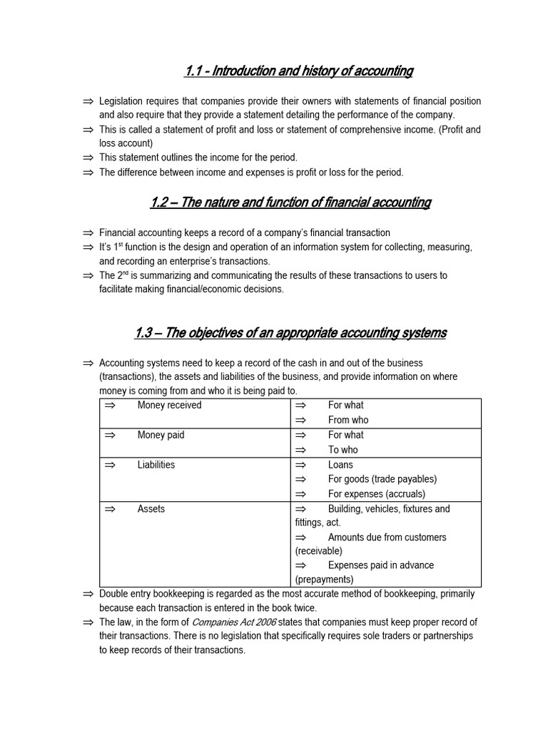 Accounting Notes Week 1 Pdf Historical Cost Income